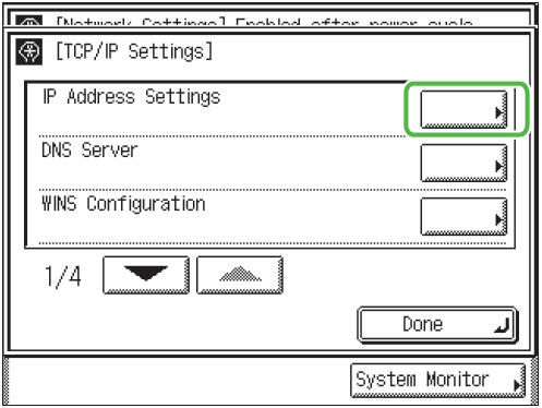 Manually setting the IP address using IPv4