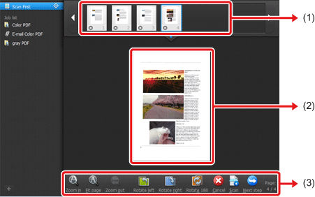 Operation in Continuous Scanning Screen (P-208)