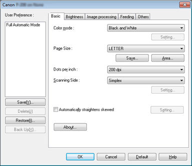 Configuration and Functions of the Scanner Driver - Windows