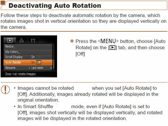 Deactivating Auto Rotation