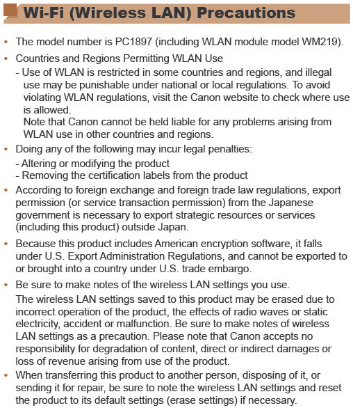 Wi-Fi (Wireless LAN) Precautions