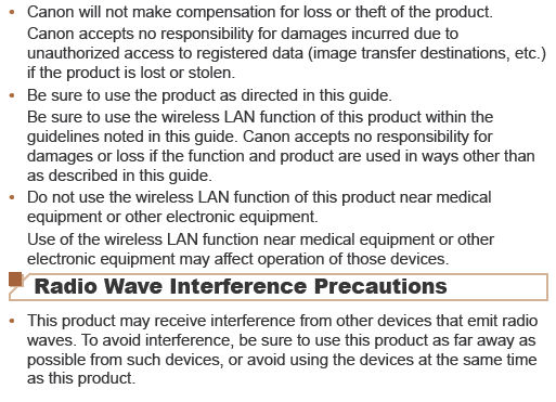 Wi-Fi (Wireless LAN) Precautions