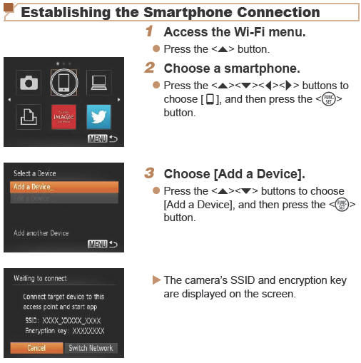 Connecting to a Smartphone via CameraWindow