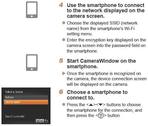 Connecting to a Smartphone via CameraWindow