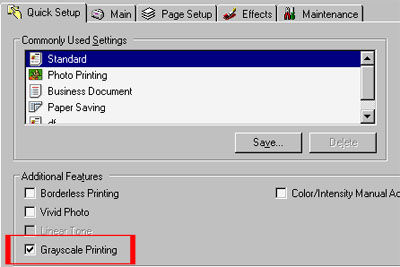 If the image prints black and white instead of color, disable Grayscale ...