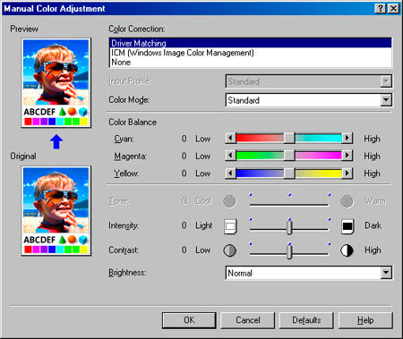 Turn off Color Correction from the driver (Windows) Pro9000 / Pro9500