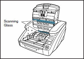 Cleaning the Scanning Glass, Roller, and Pad (DR-Gxxxx series scanners)