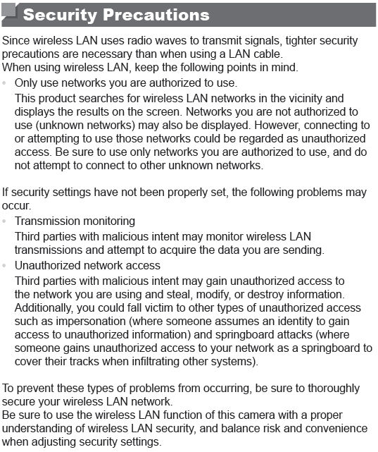 Wireless LAN Precautions