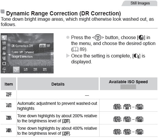 Dynamic Range Correction (DR Correction)
