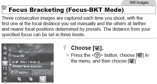 Focus Bracketing (Focus-BKT Mode)