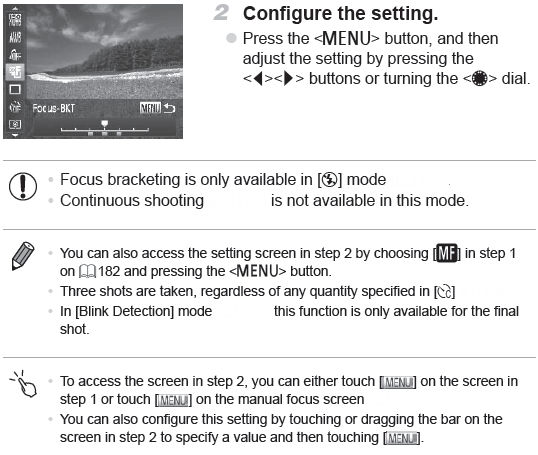 Focus Bracketing (Focus-BKT Mode)