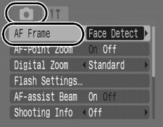 Procedure for setting the AF mode on the PowerShot A590 IS.