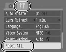 Procedure for resetting the camera to default PowerShot A470