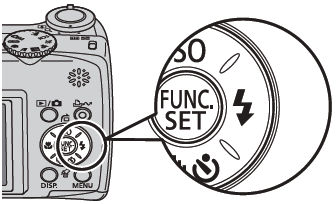 Procedure for setting the flash modes PowerShot A550 and A560.