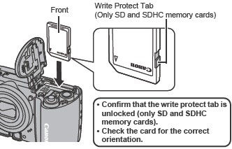 Installing the batteries and memory card into a PowerShot A590 IS