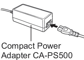 Procedure for using the optional AC adapter ACK600 PowerShot A630 and A640.