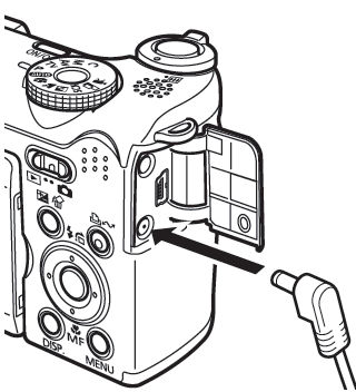 Procedure for using the optional AC adapter ACK600 PowerShot A630 and A640.