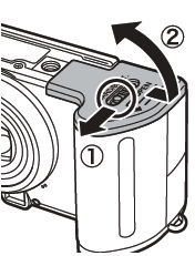 Installing the batteries and memory card into a PowerShot A630 and A640.