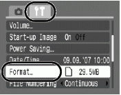 Procedure for formatting the SD card PowerShot A650 IS