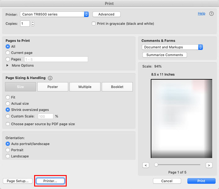 Unable to Locate Two Sided Printing Option - macOS