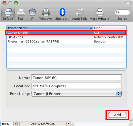 Reset Printing System then re-add the printer driver (Mac OS X)