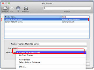 Select canonijnetwork printer driver