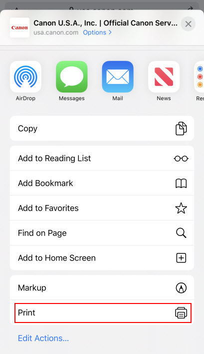 AirPrint for iPhone or iPod Touch