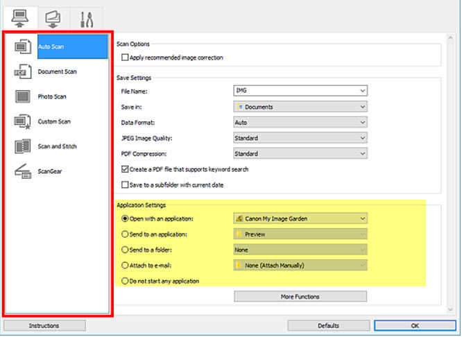 Scan to an application with IJ Scan Utility