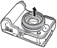 Procedure for using add-on lenses PowerShot A610 and A620