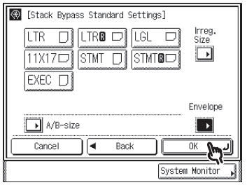 Setting Paper Size and Type for the Stack Bypass