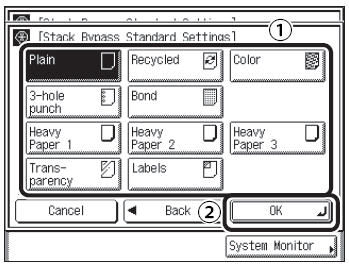 Setting Paper Size and Type for the Stack Bypass