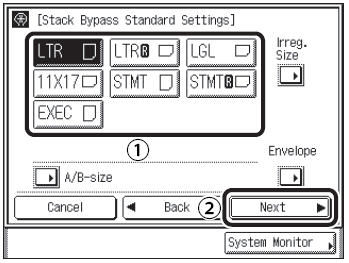 Setting Paper Size and Type for the Stack Bypass