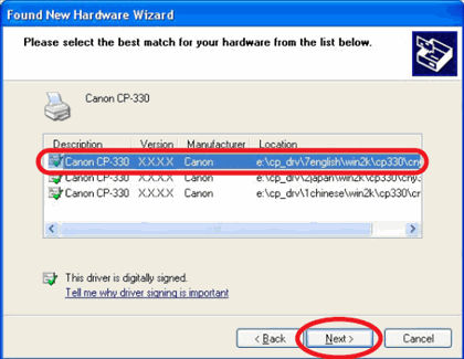 Install the CP printer (model CP330 and older) driver properly - Windows