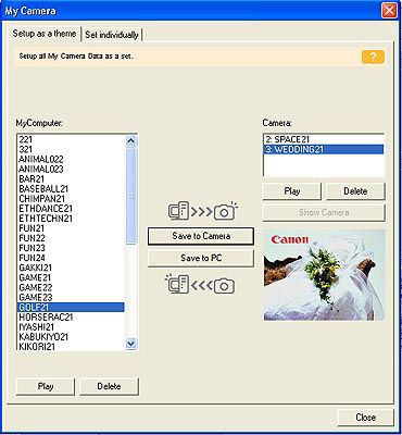 Setting the My Camera settings in ZoomBrowser EX 5.x