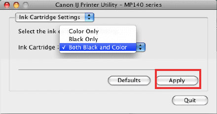 Checking / changing Ink Cartridge Setting to 'Both Black and Color' in ...