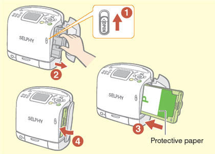 Loading the ink and paper integrated cartridges (SELPHY ES2)