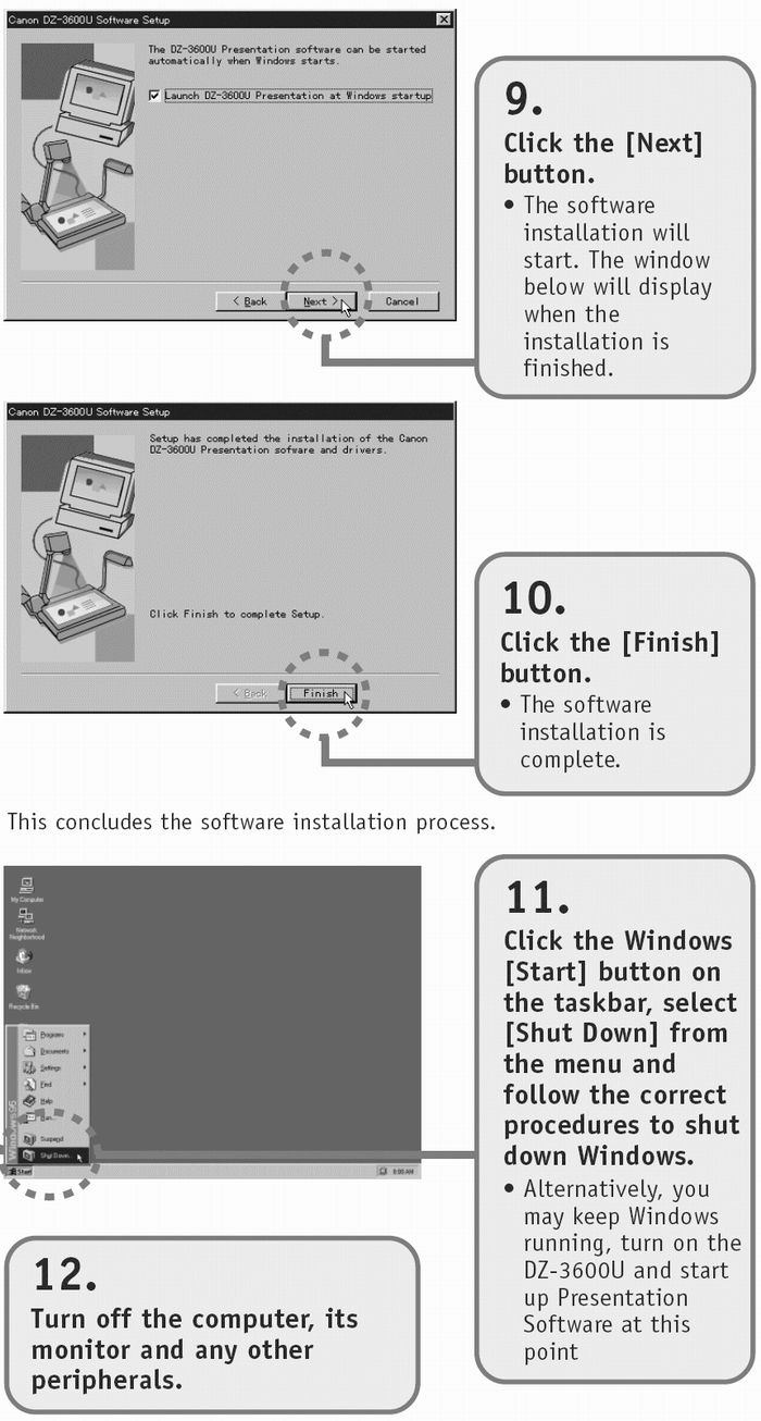 How to install the software for the DZ-3600U