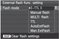 Flash settings that are available for the built-in as well as an ...