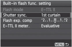Flash settings that are available for the built-in as well as an ...