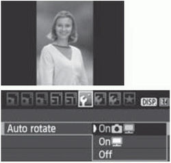 How to turn on auto rotation on the EOS Digital Rebel T2i