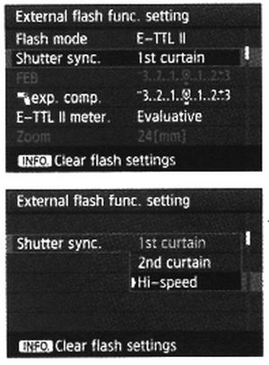 Enable high speed sync (FP flash) on the 320EX Speedlite.