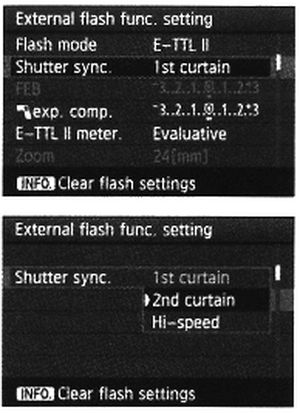 How to set and use the Second-Curtain Sync mode on the 320EX Speedlite