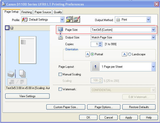 Printing on a custom paper size (MF6500 Series)