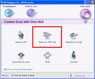 Use MP Navigator EX to create a PDF - MP970 (Windows )