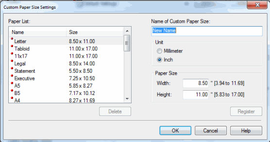 Printing onto custom paper sizes from Windows
