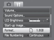 Procedure for formatting the memory card PowerShot D10.