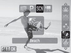 Selecting shooting modes PowerShot D10.