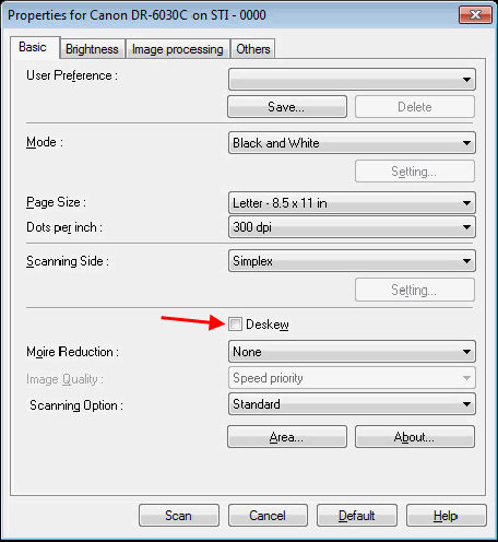 Use the document guides to prevent document skew. (6030C)