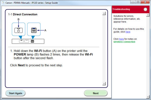 Installing a Printer Wirelessly via Direct Connection (Windows) - iP110