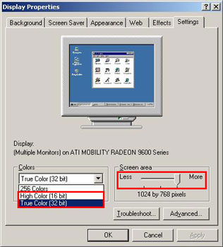 Set higher Color Quality on monitor